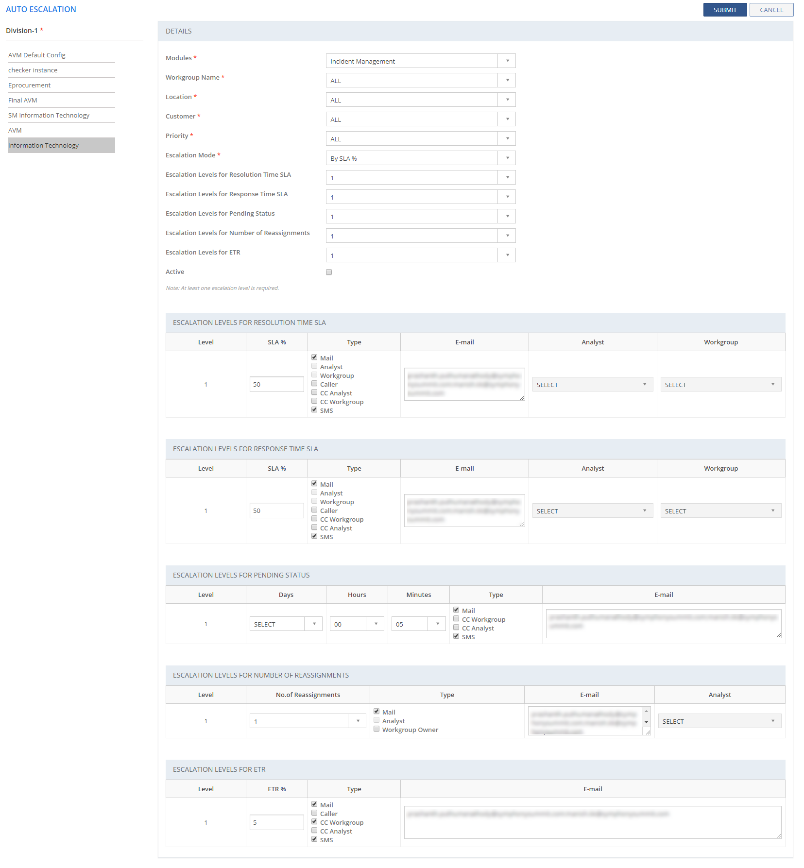 Configuring Auto Escalation for Incident By SLA%